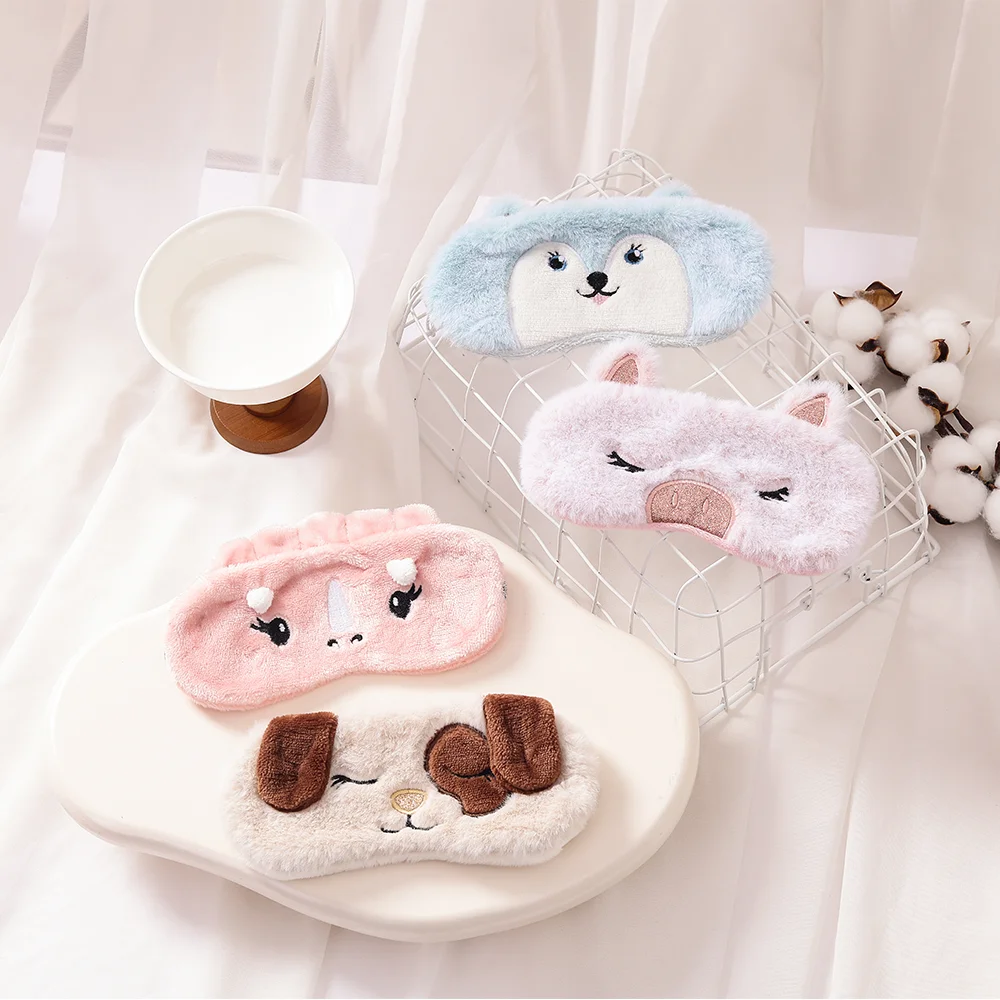 Adjustable Cute Animal Design Soft Plush Weighted Sleeping Eye Mask For ...