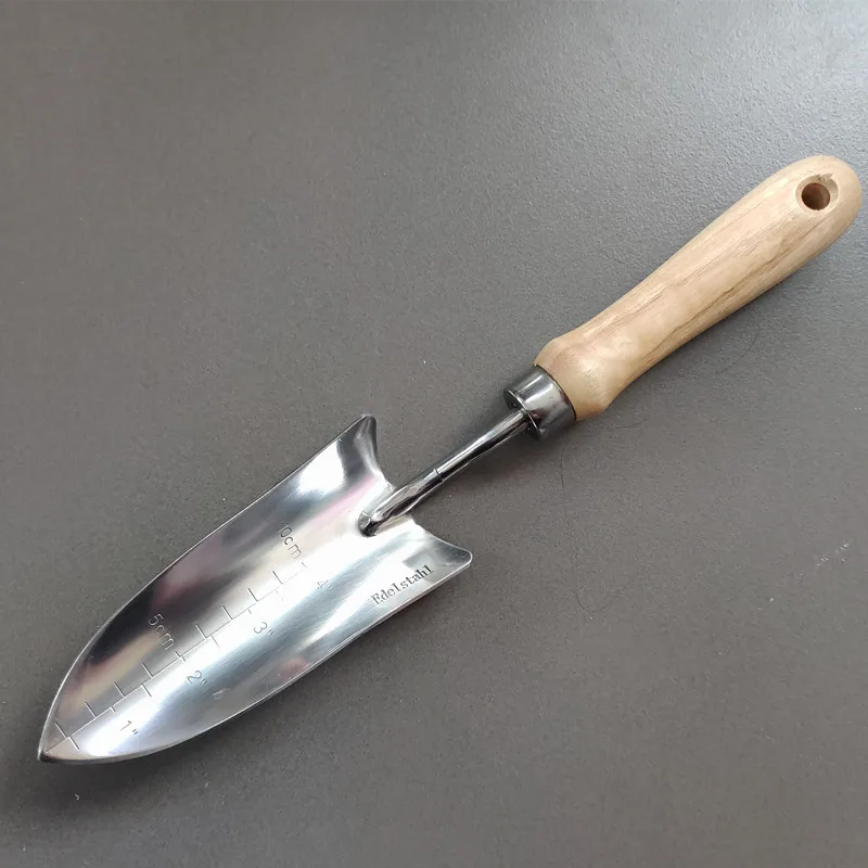 Garden Premium Transplanter Trowel Tool for Digging and Planting Heavy Duty Stainless Steel Wood Handle