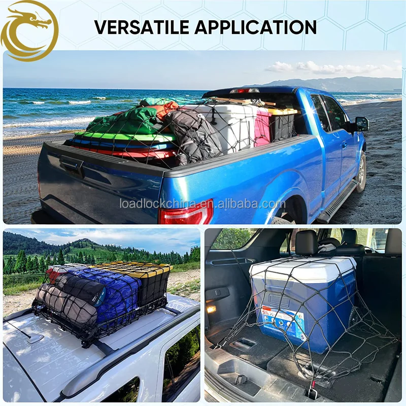 Heavy Duty Cargo Webbing Net With 12 Metal Carabiners For Pickup ...