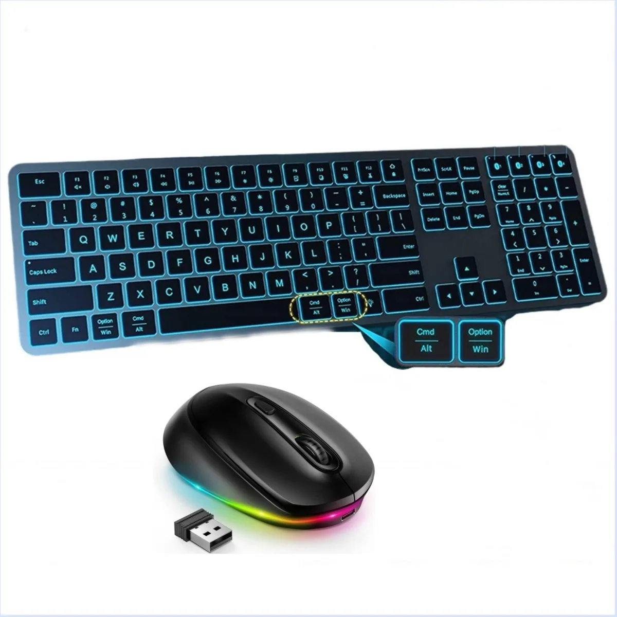 Jomaa Multi-device Slim Rechargeable Keyboard And Mouse Combo Backlit ...