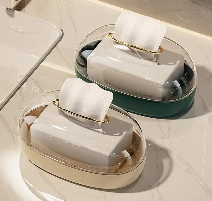 Bathroom Hanging Storage Box No Punching Luxury With Gold Paper Napkin ...