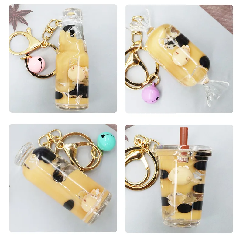Cartoon Bubble Boba Milk Tea Keychain - Cute & Customizable