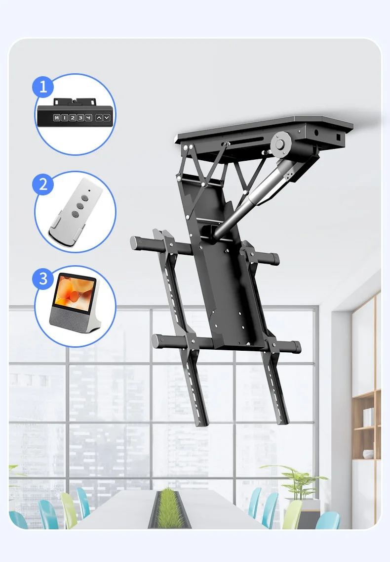 90" Adjustable Remote Control Retractable Motorized Lift Flip Down ...
