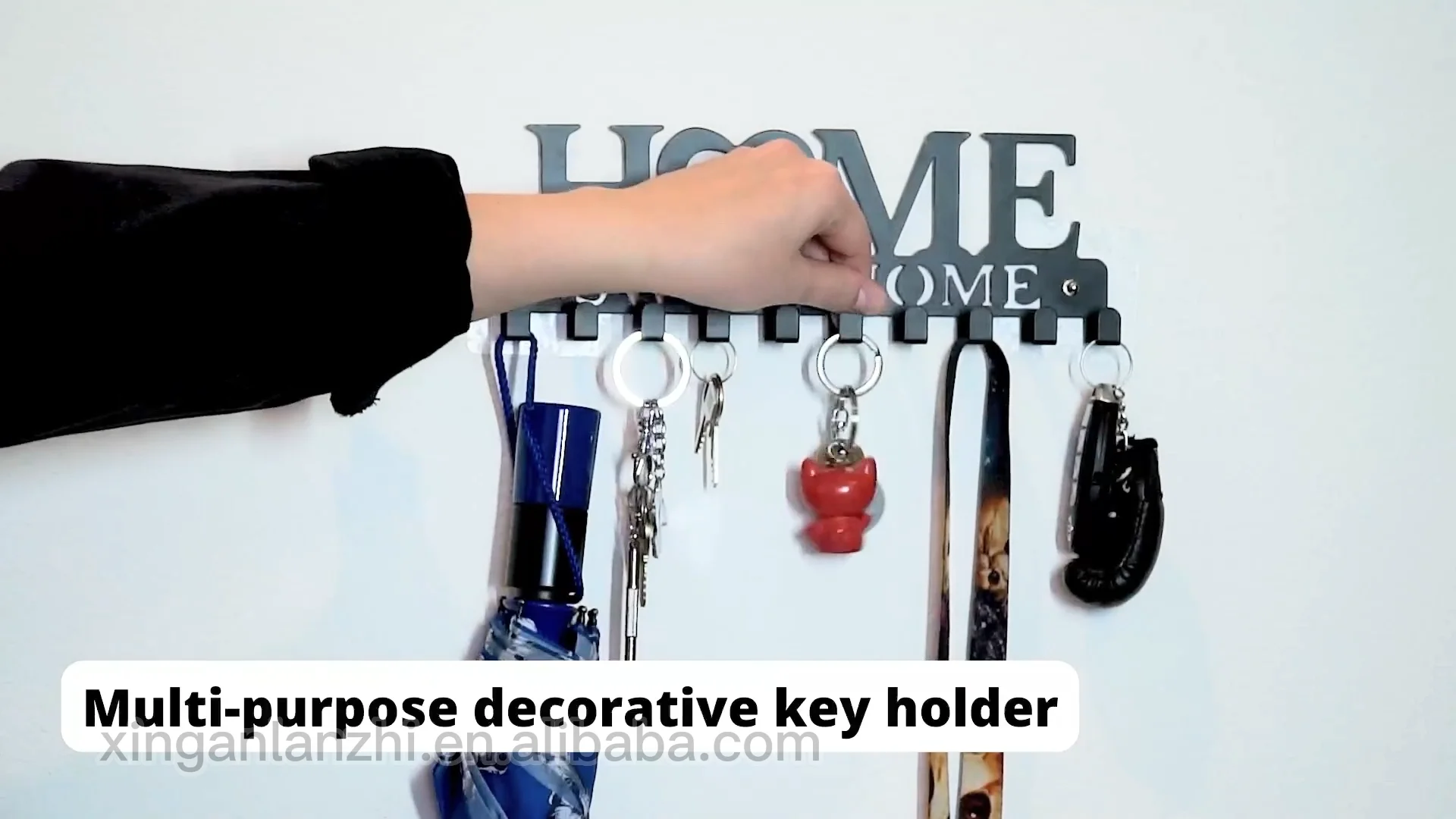 Front Door Entryway Kitchen Office Wall Mounted Black Metal Key Holder ...