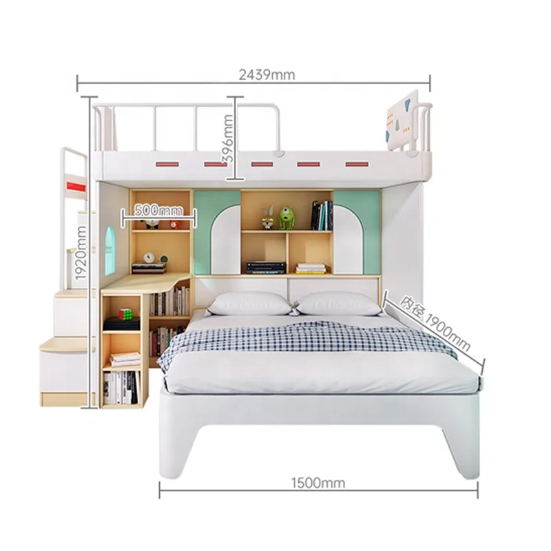 Jiali Kids Bedroom Set 2 Beds Multi Space Bunk Beds Study Computer Desk ...