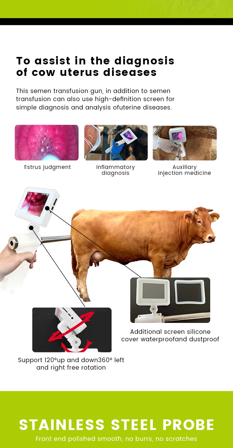 Handled Smart Cow AI GUN Horse Endoscope Cattle Artificial Insemination ...