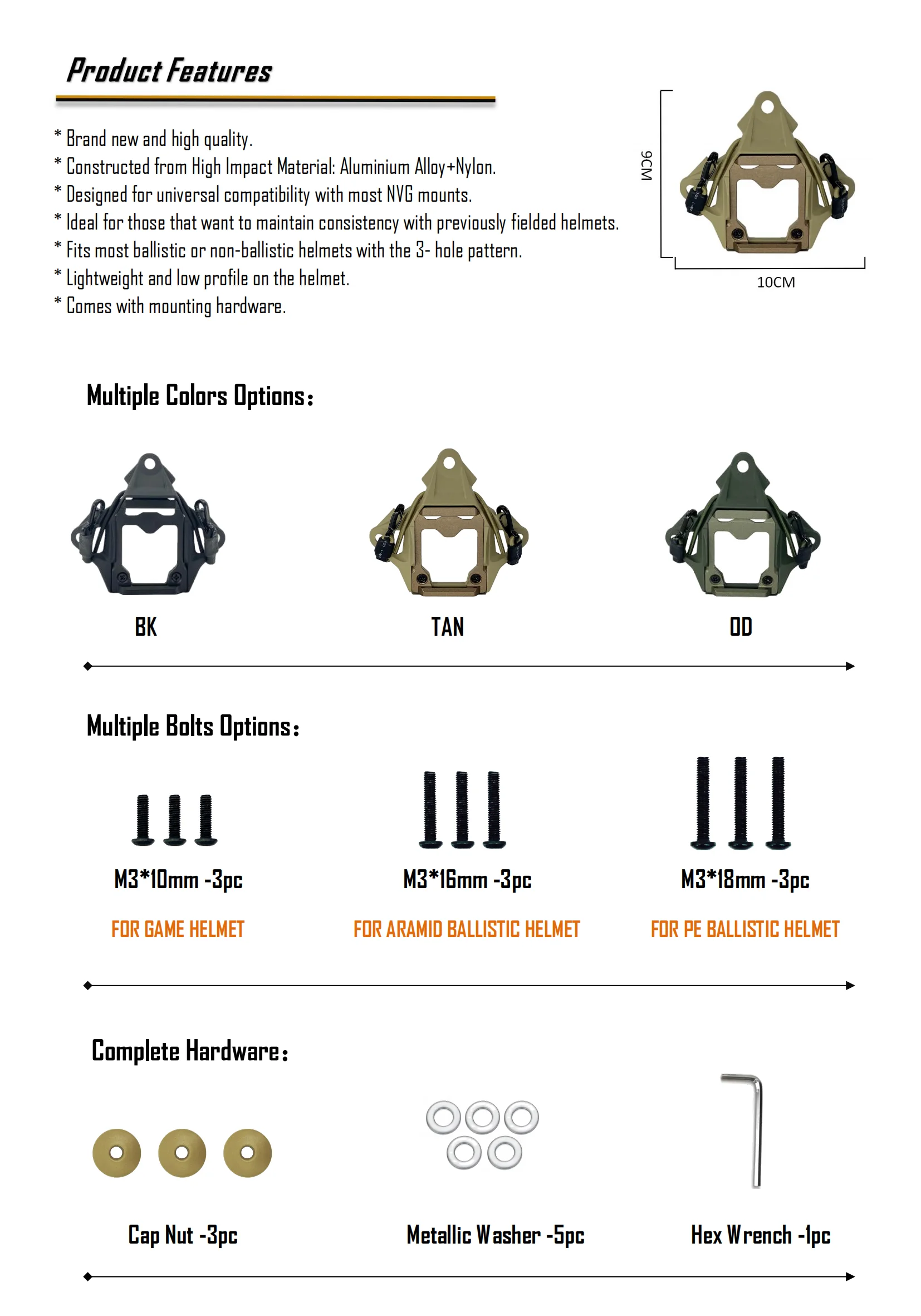 Aholdtech Gen3 Modular Bungee Helmet Shroud Ops Core NVG Mount Adapter ...