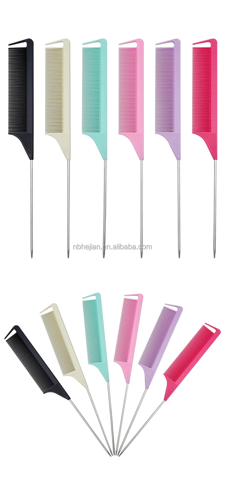 Pink Parting Clips Professional Hair Salon Pin Rat Tail Combs Salon ...