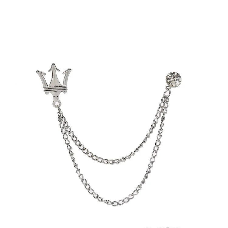 Men Women Brooches British Style Crown Badge Collar Chain Suit ...
