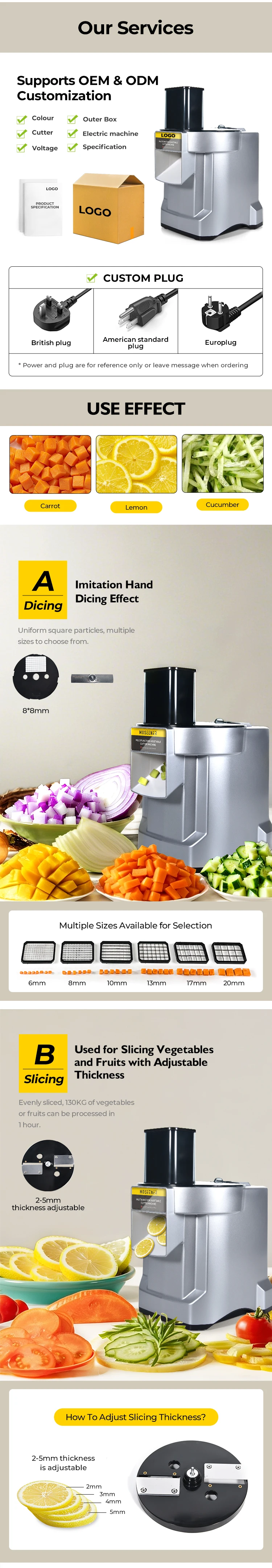 MOSEENER Vegetable Chopper Machine Electric Vegetable Cutter High Speed ...