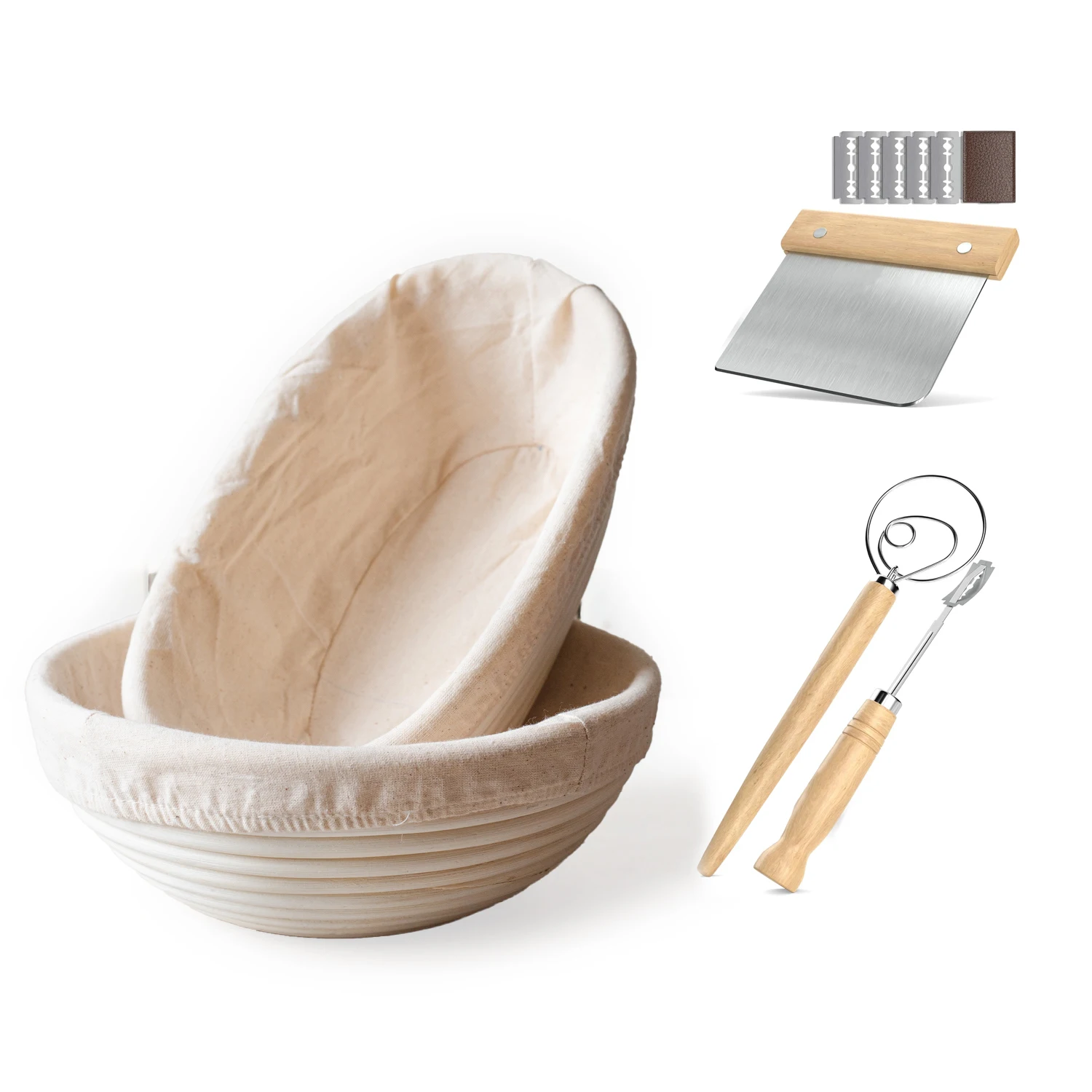 Rattan Round Oval Bread Proofing Basket Set for Making Bread with Bread ...