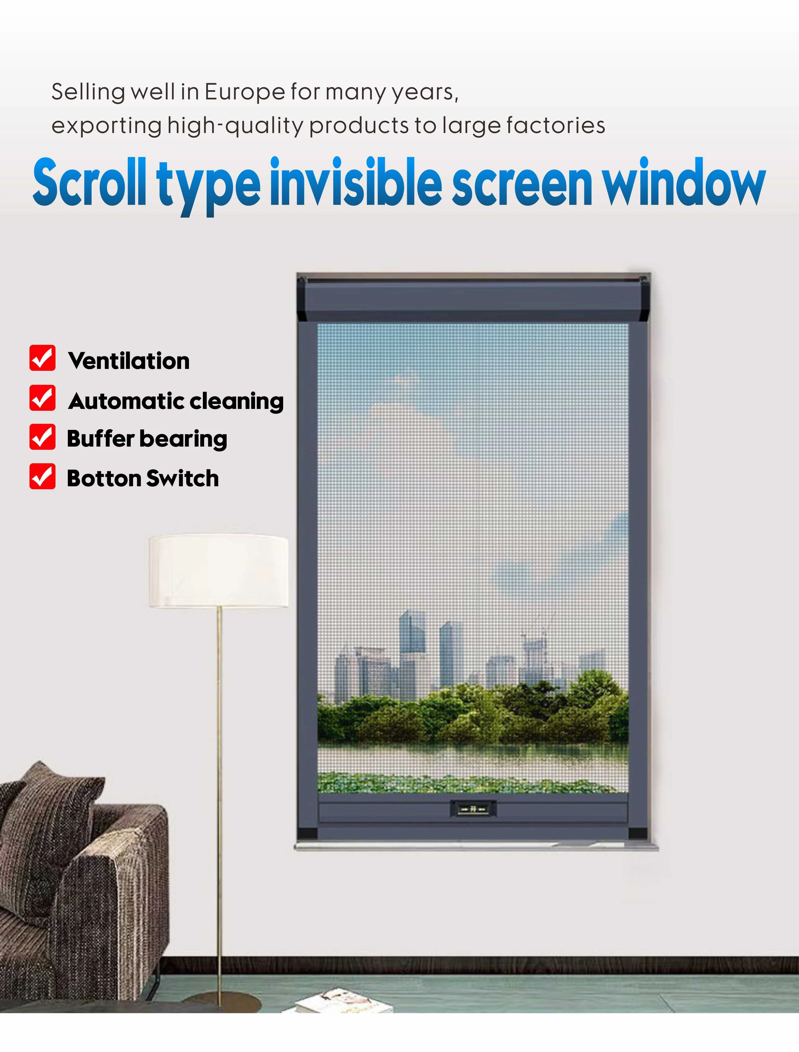 Modern Retractable Roller Mosquito Net Aluminum Insect Screen For ...