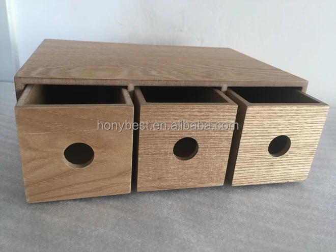 Multi-layer Wooden Drawers Storage Unit Solid Wood Desktop Storage ...