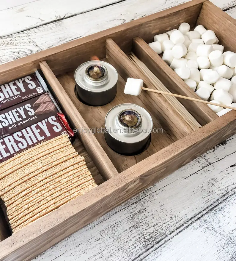 Wooden Farmhouse Smore Bar Holder With Handle,Smores Accessories ...