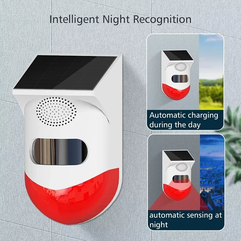 Outdoor Solar Pir Infrared Alarm Smart Wifi Siren Waterproof Wireless 433mhz Burglar Strobe ...