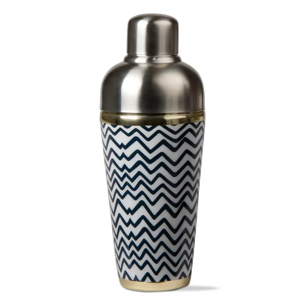 Blue and White Enameled Cocktail Shaker - 750 Ml Capacity