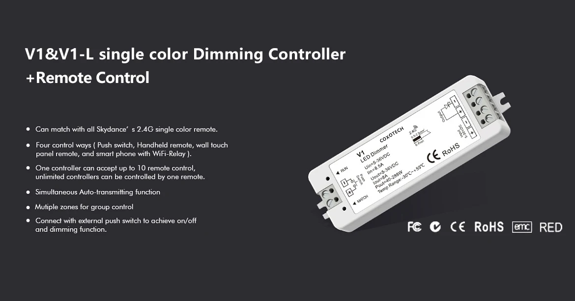 Coxo 5-stars V1 Led Controller 5 Years Warranty 5-24v Rf Led Dimmer V1 ...