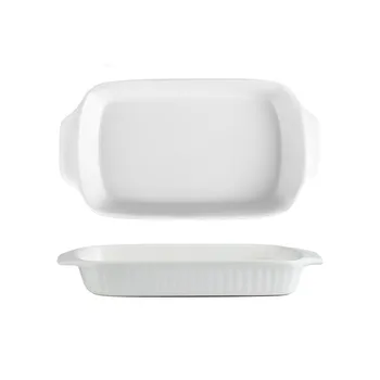 Hotseller Colored Ceramic Non-stick Roasting Rectangular Au Gratin Baking Pan Handled Ceramic ...