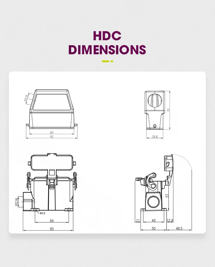 Wzumer Waterproof Male Female Industrial Hdc Ha Heavy Duty Connector 16 Pins Rectangular ...