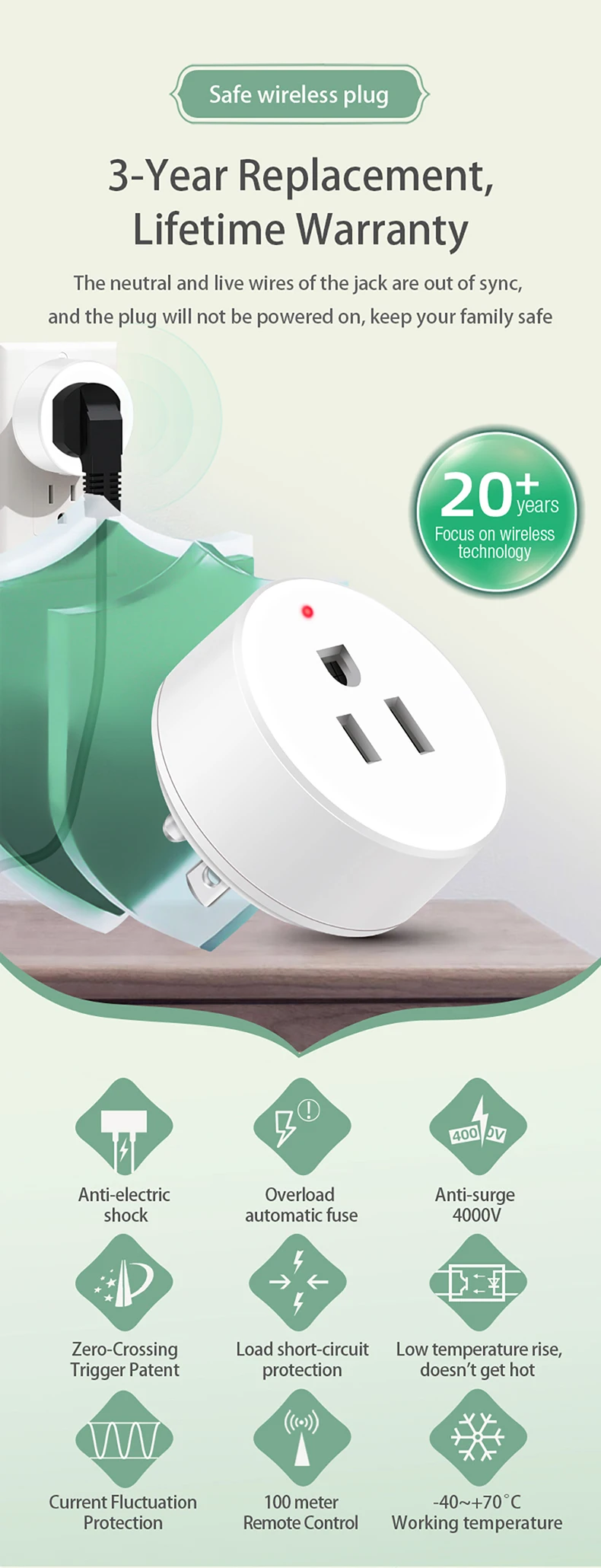 100ft Long Range Remote Control Outlet Plug With Timer Wireless Outlet ...