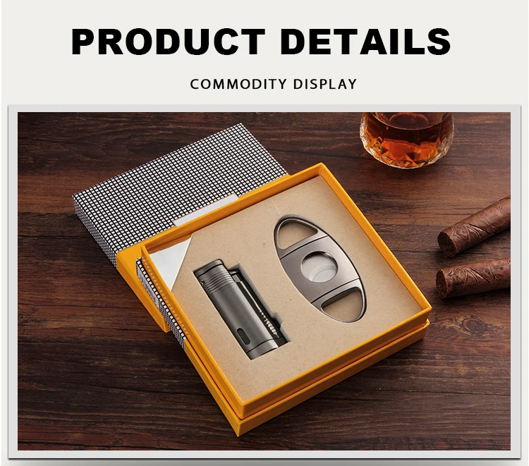 Portable Cigar Accessories Gift Sets 3 Jet Flame Torch Lighter With ...