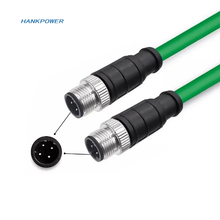 M12 4P Male to Female Shielded Cable - High Flexibility