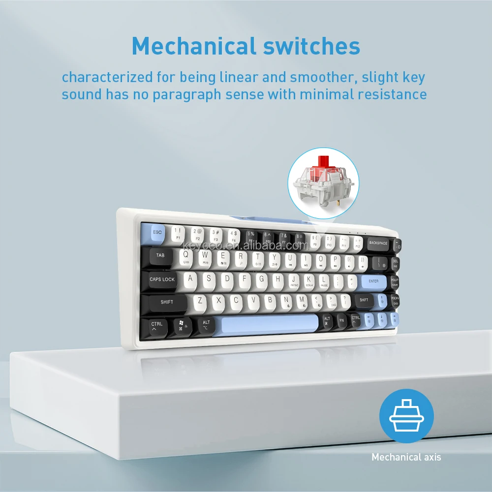 68 Keys TKL PBT Keyboard Mini Portable 60% Compact BT/2.4G/USB Gaming ...