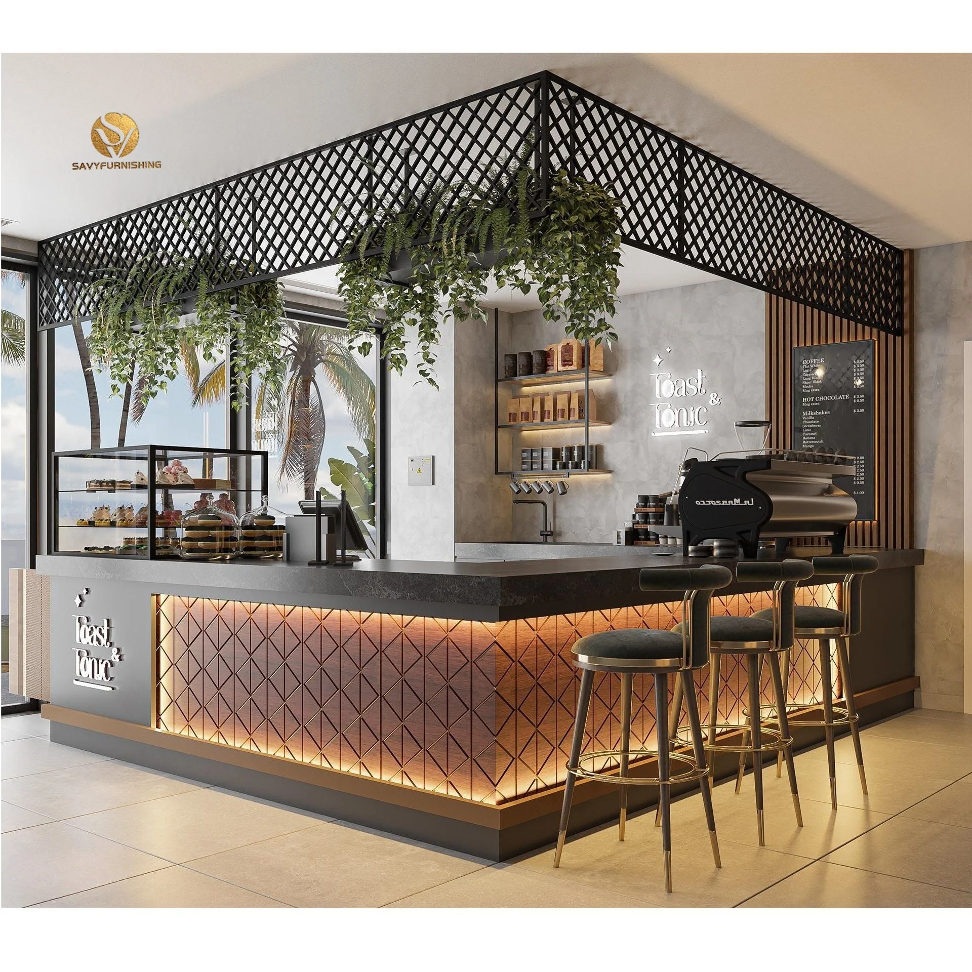 Custom Made Coffee Kiosk Pastry Display Counter Bakery Shop Counter ...