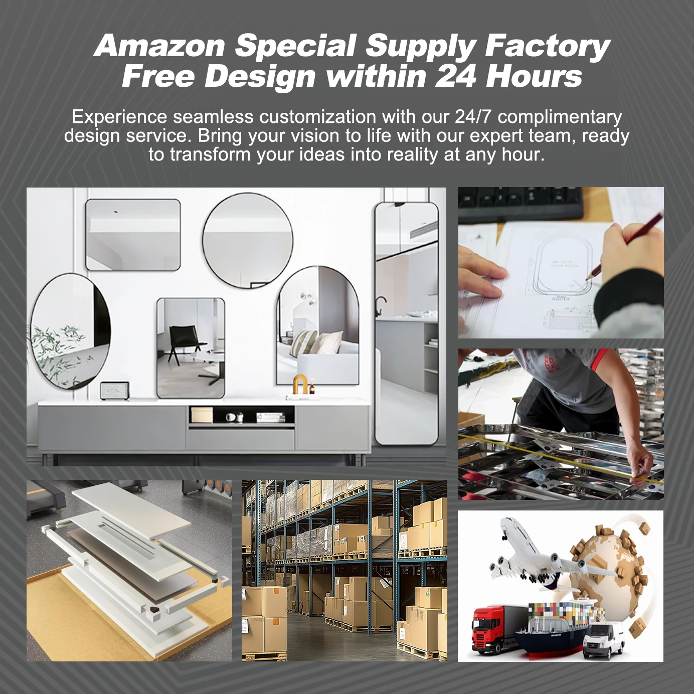 TENGTE Custom-Size LED Full Body Mirror for Home for Modern Bathroom or ...