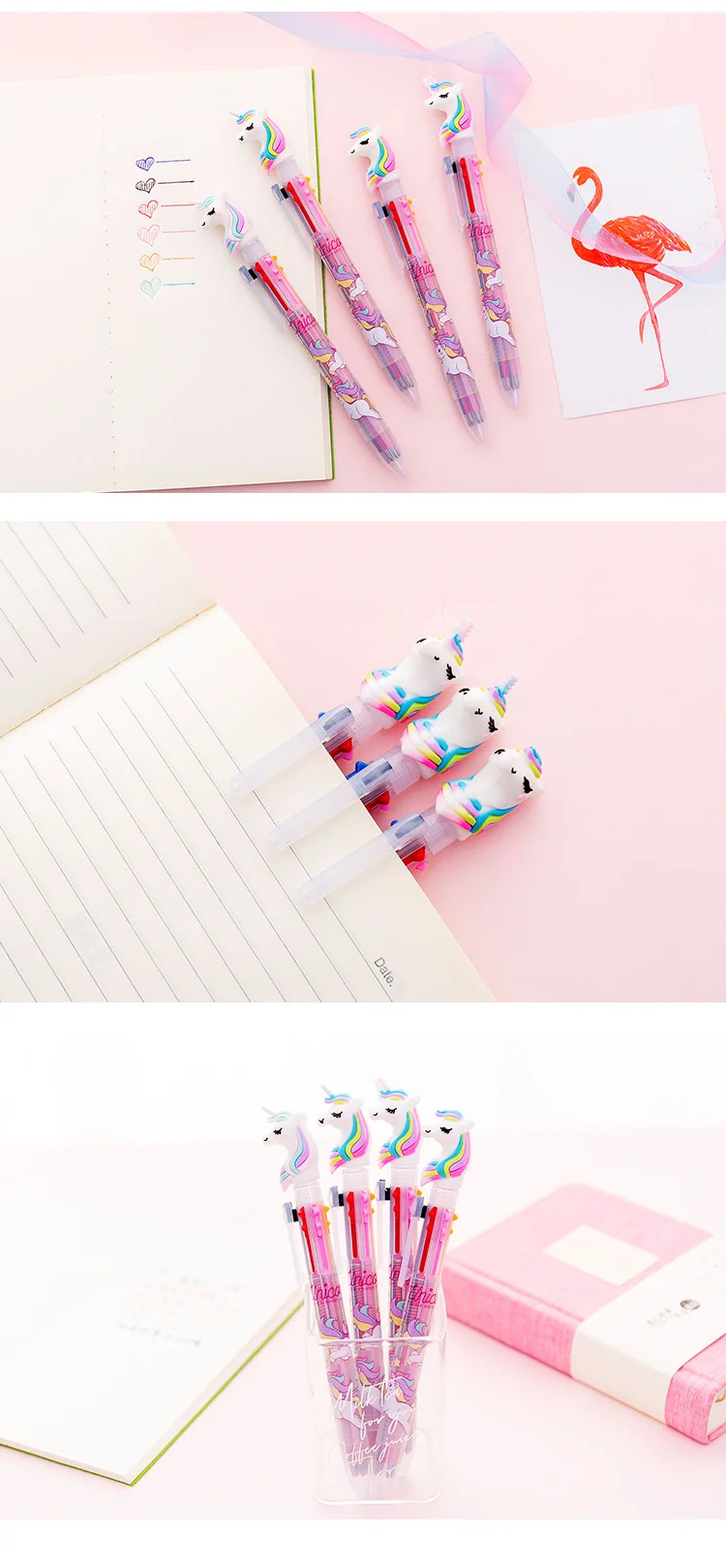 Promotional Kawaii Unicorn Ballpoint Creative Cartoon Click Multi-color ...