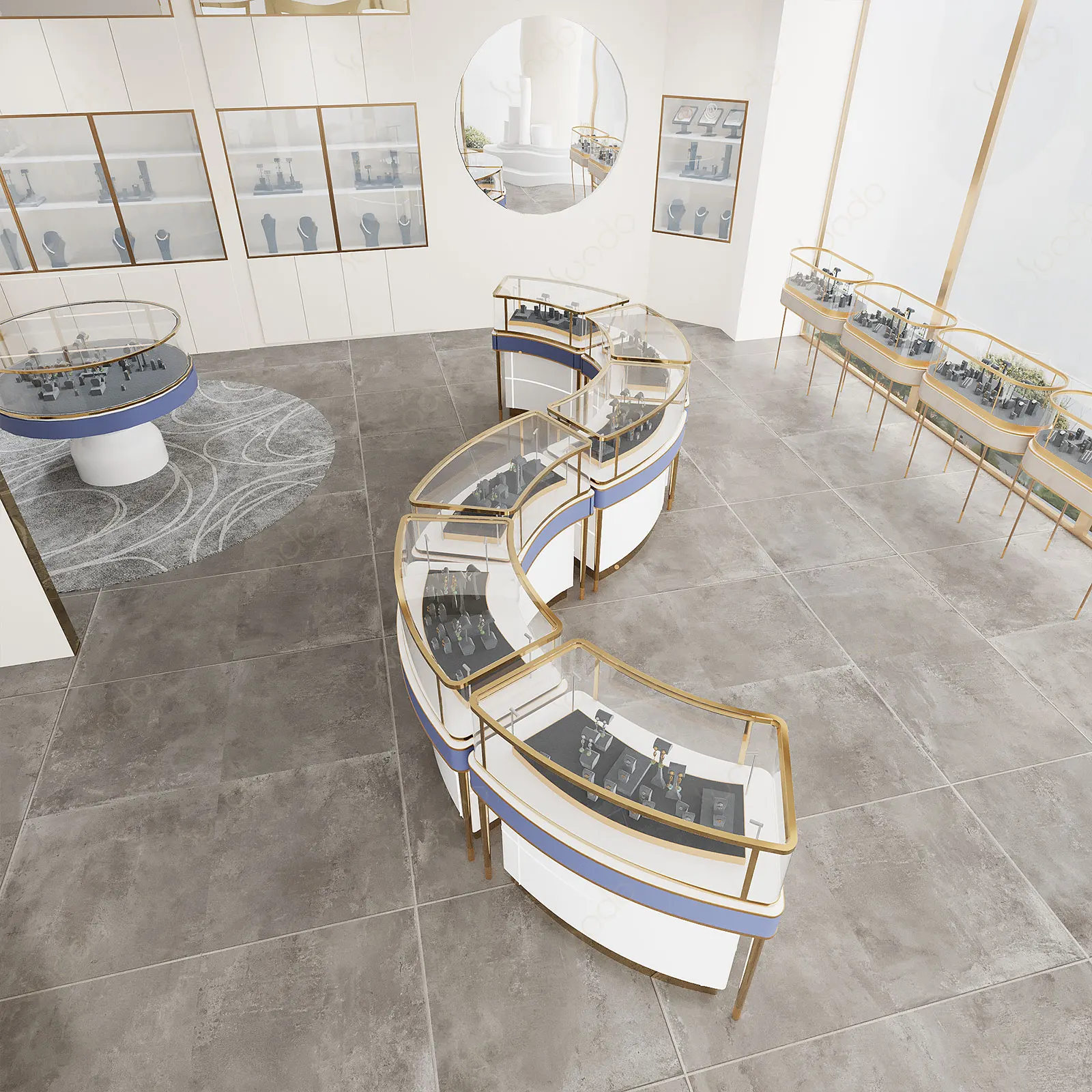 Luxury Jewelry Display Counter - Suede Props Set for Window Show