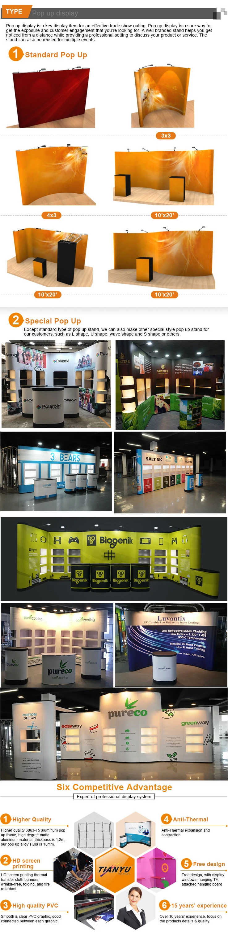 Portable Free Standing Trade Show Exhibition Booth Shelves Pop up Back ...