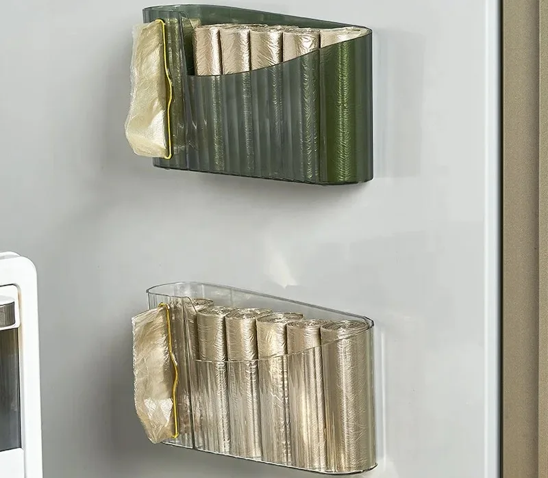 Wall Mounted Plastic Trash Bag Dispenser No Drill Hanging Grocery Bag ...