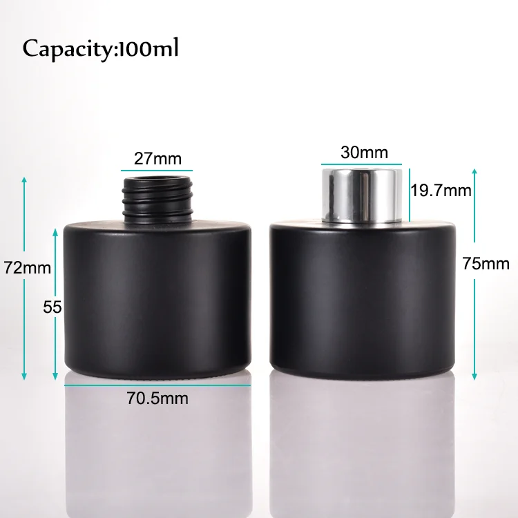 Empty Round Matt Black Glass Bottle 100ml for Aroma Diffuser