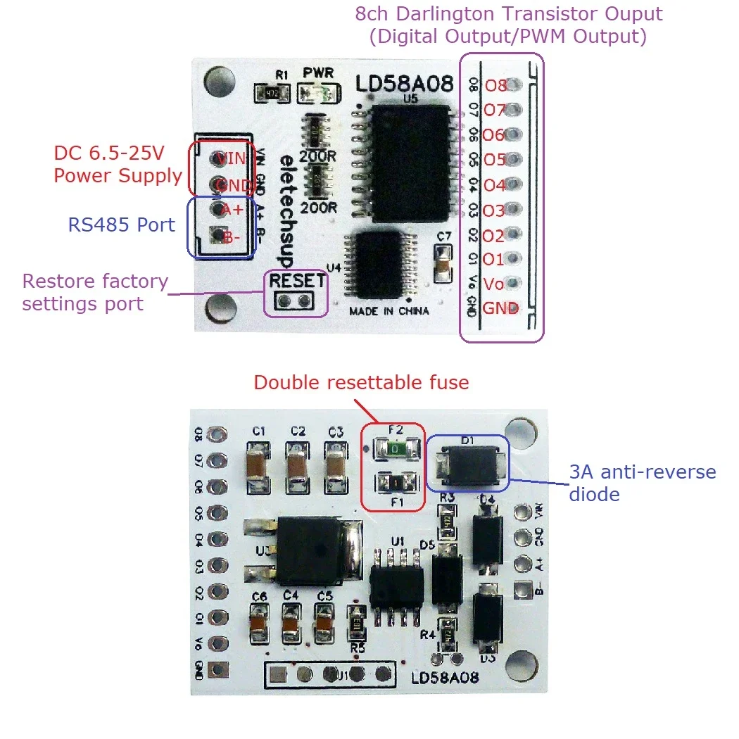 8ch Rs485 To Pwm Output Darlington Transistor Driver Module ...