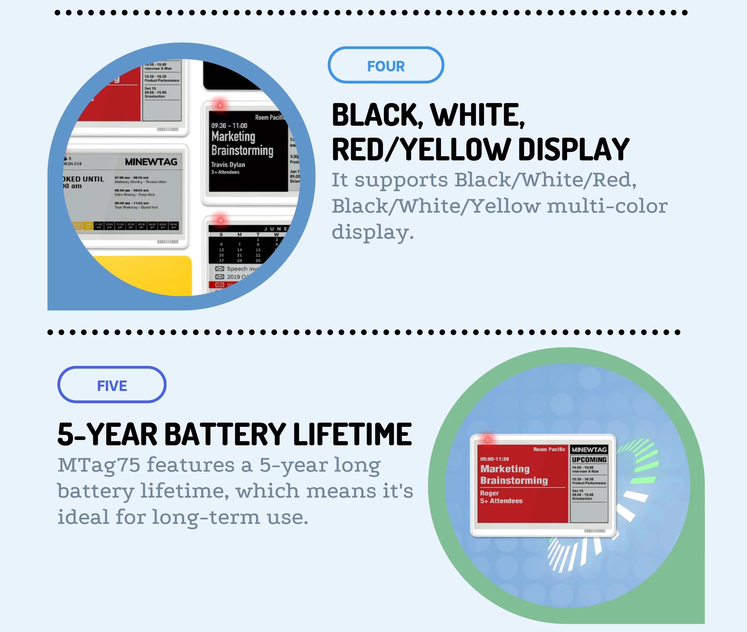 MinewTag 7.5 Inch Digital Office Signage - Wireless LED Display, OEM