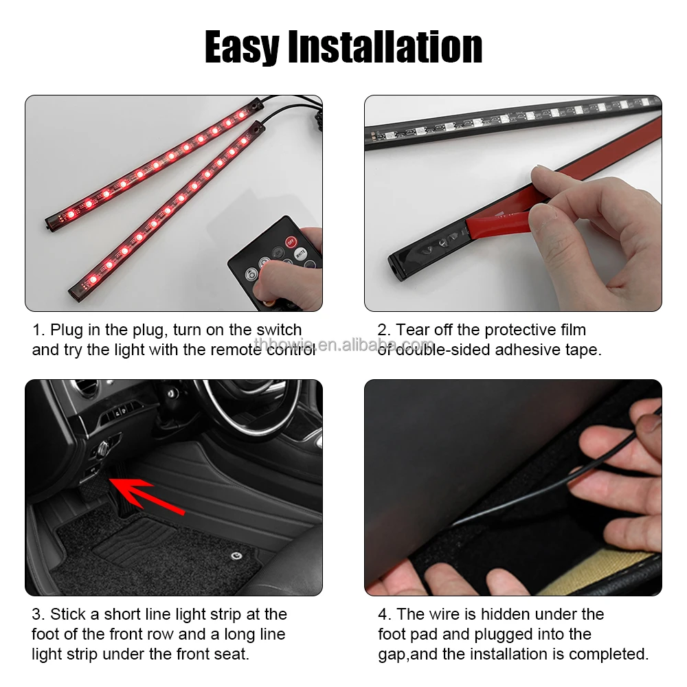 Automotive Interior Decorative Lights LED Car Foot Light 48 LED ...