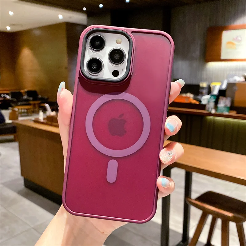 Luxury Magnetic For Magsafe Wireless Charger Matte Clear Phone Case For Iphone 15 14 Plus 13 12 ...