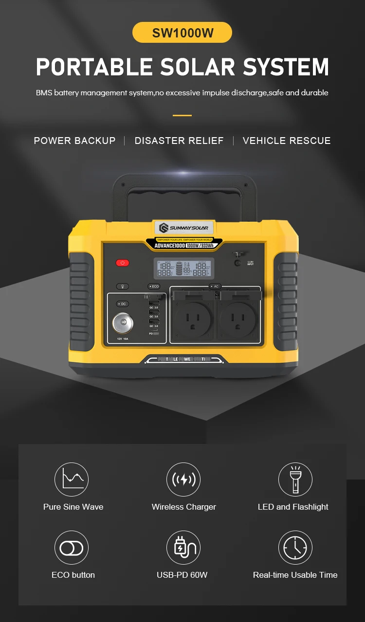 Gerador De Energia Portatil Solar - 1kw Rechargeable Power Bank