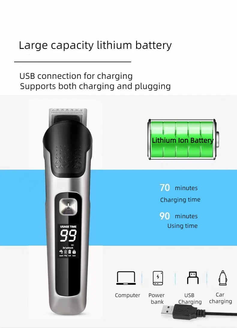Multifunctional Battery Rechargeable Automatic Men's Barber Machine ...