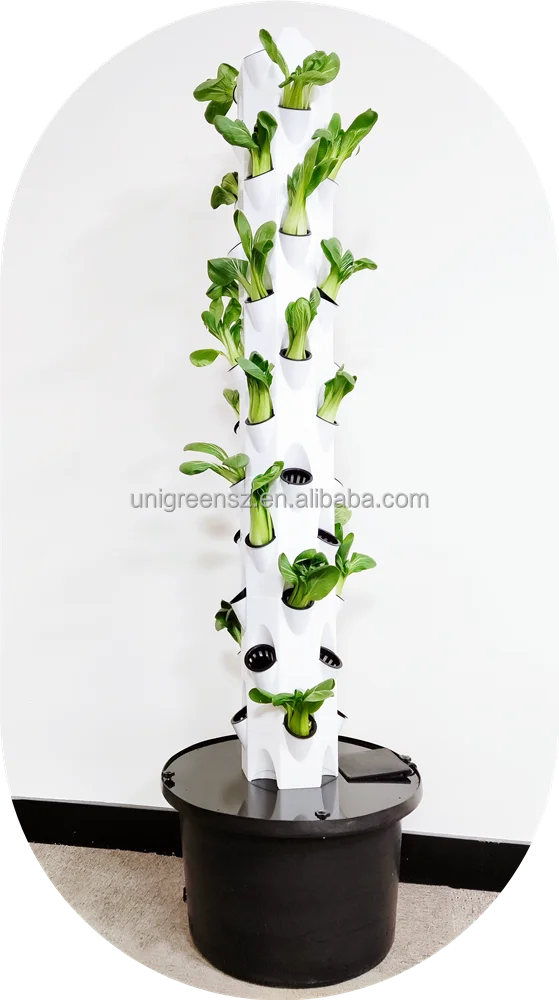 Petal Tower Hydroponic Greenhouse Indoor Plant Vertical Tower 48 Holes With 30l Water Tank ...