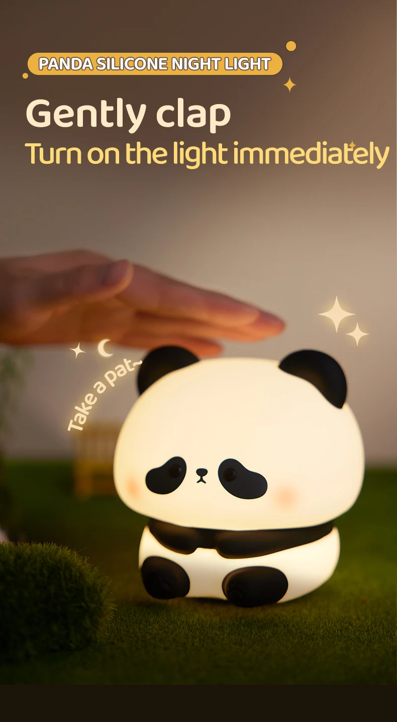 Baby Night Light Silicone - Cute Panda Lamp with Touch Sensor