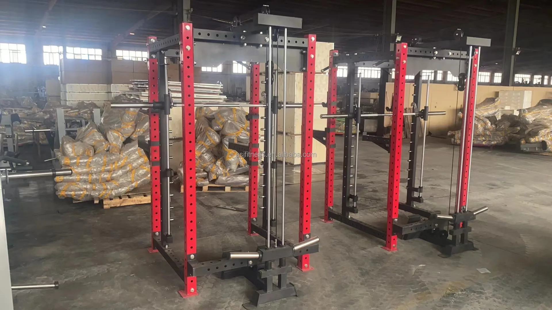 Multi Functional Squat Rack Combo Smith Cable Crossover Power Rack ...