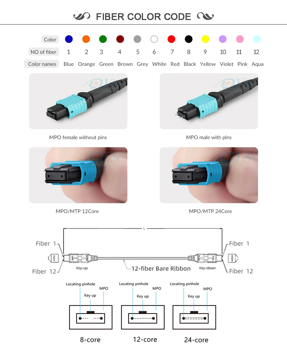 Dys Fiber Optic Patch Cords 3.0mm 12 Core Om3/om4 Mpo Trunk Cable Patch Cord - Buy Mpo Cable,Mpo ...