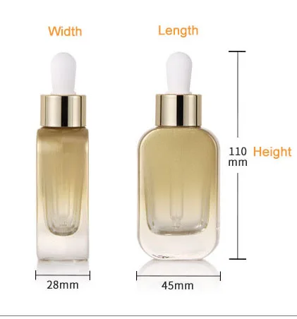 30ml Luxury Empty Flat Square Hair Oil Cosmetic Serum Bottle