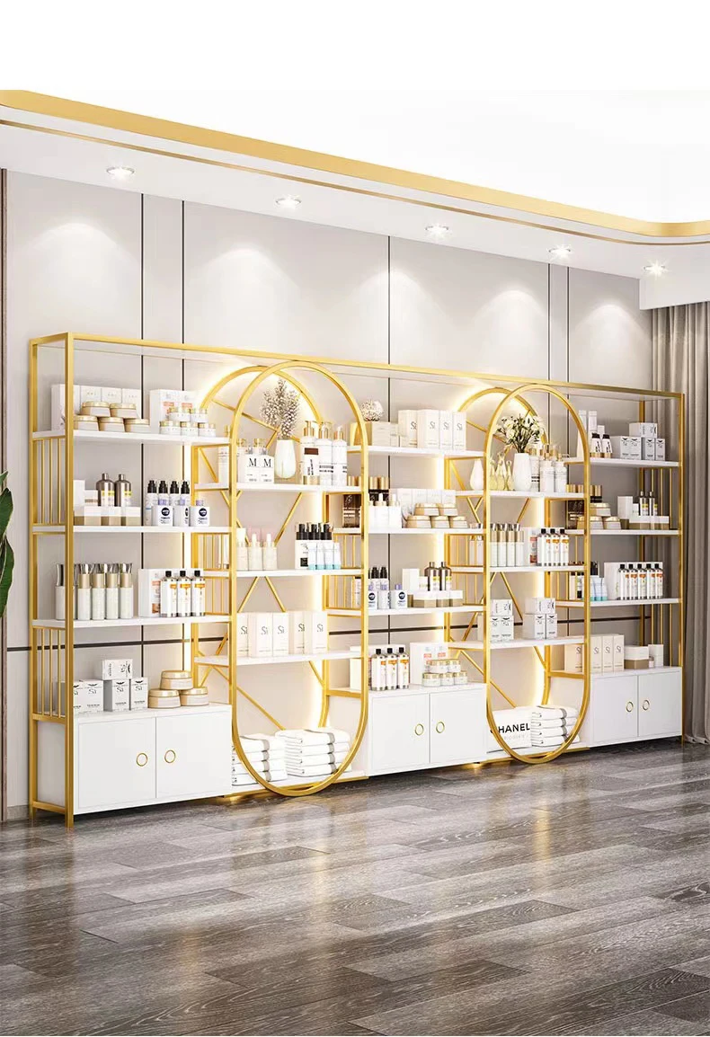 Light Luxury Beauty Salon Product Display Cabinet Shelves Skin Care ...