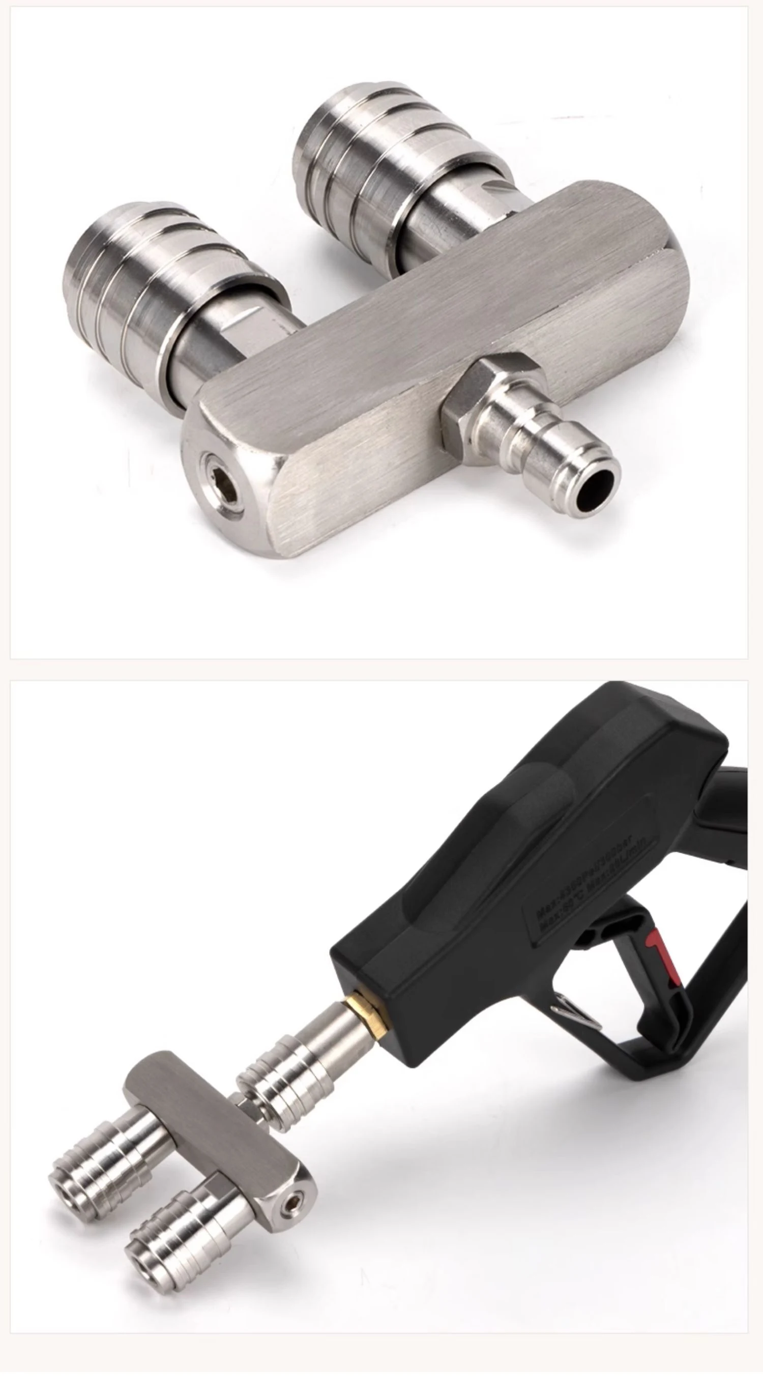 SS High Pressure Car Washer Joint Connector 2-In-1 Dual Pressure Washer ...