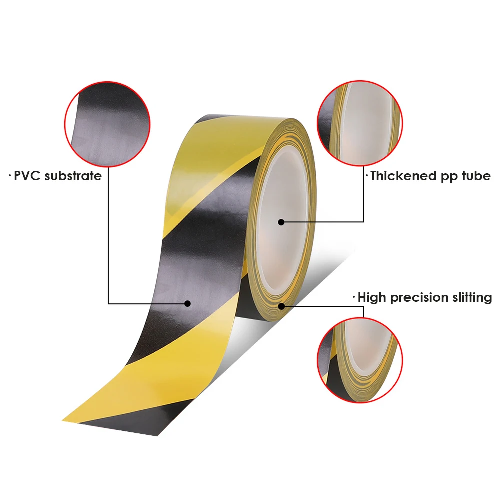 Yellow And Black Safety Signage Pvc Floor Marking Tape Single-sided ...
