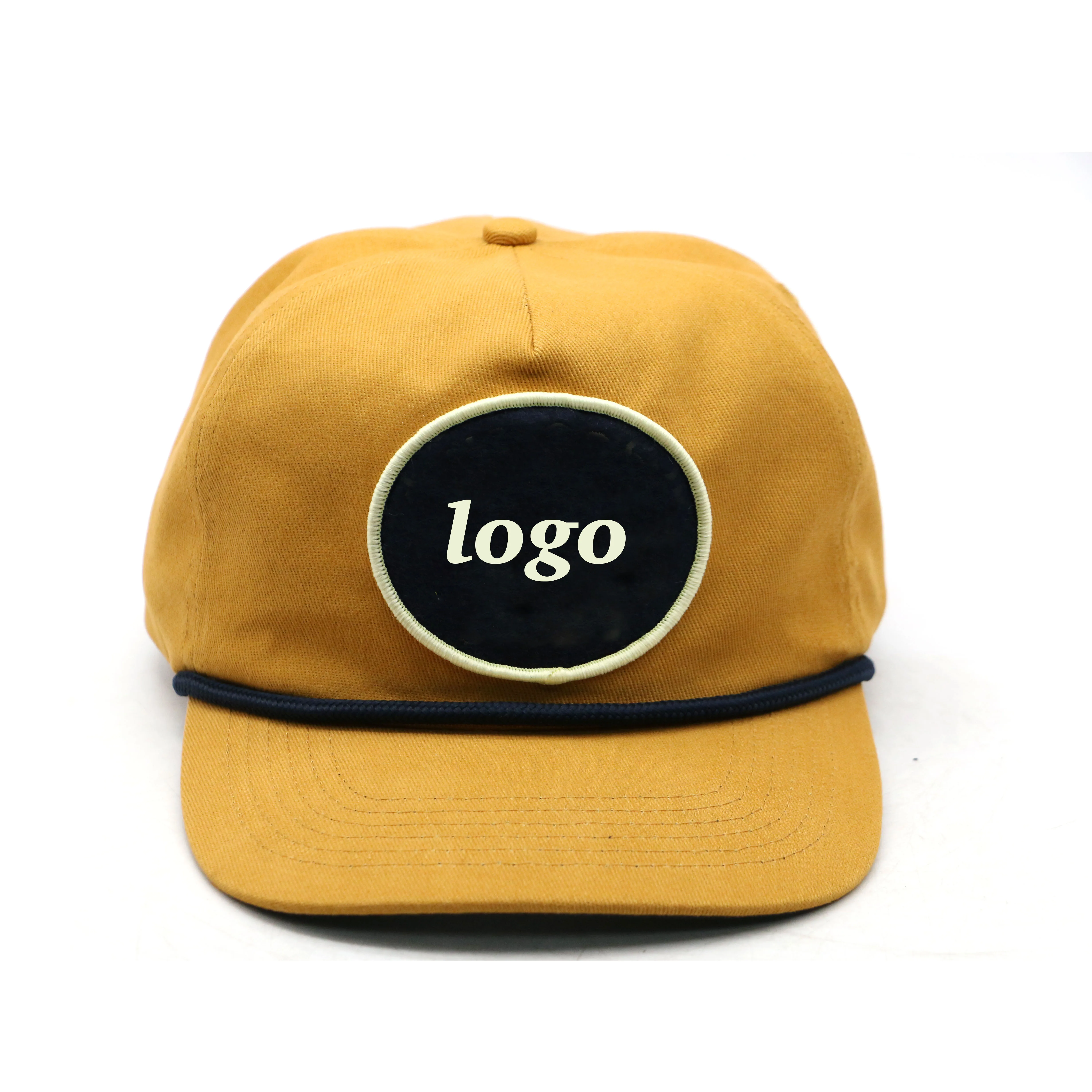 100% Cotton Flat Brim Custom Print Logo 5 Panel Unstructured Snap Back ...