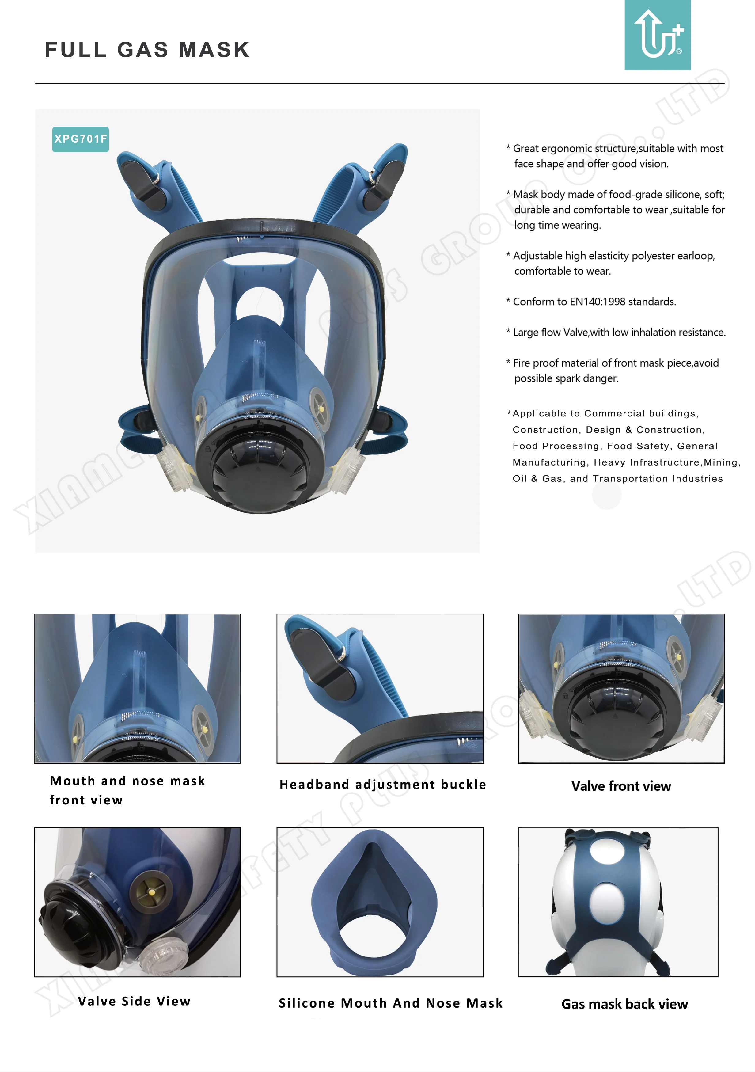 Industrial Silicone Chemical Respirator Safety Mask Reusable Full Face ...